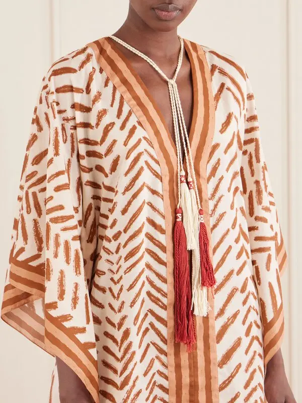 Johanna Ortiz The Secret Of The Sun Printed Cotton Kaftan - Brown