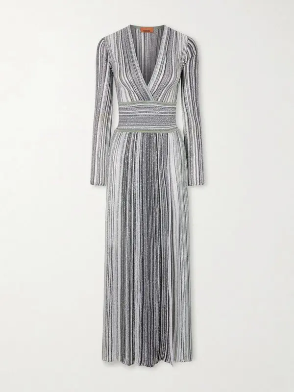 Missoni Striped Sequin-embellished Metallic Crochet-knit Maxi Dress - Black