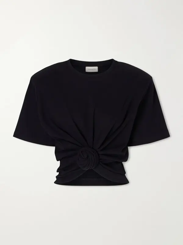Magda Butrym Gathered Ribbed T-shirt - Black