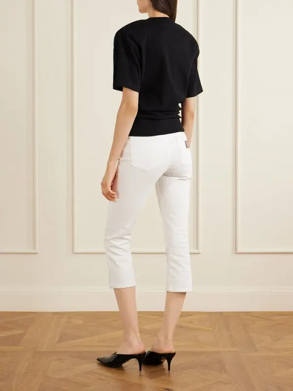 Magda Butrym Gathered Ribbed T-shirt - Black