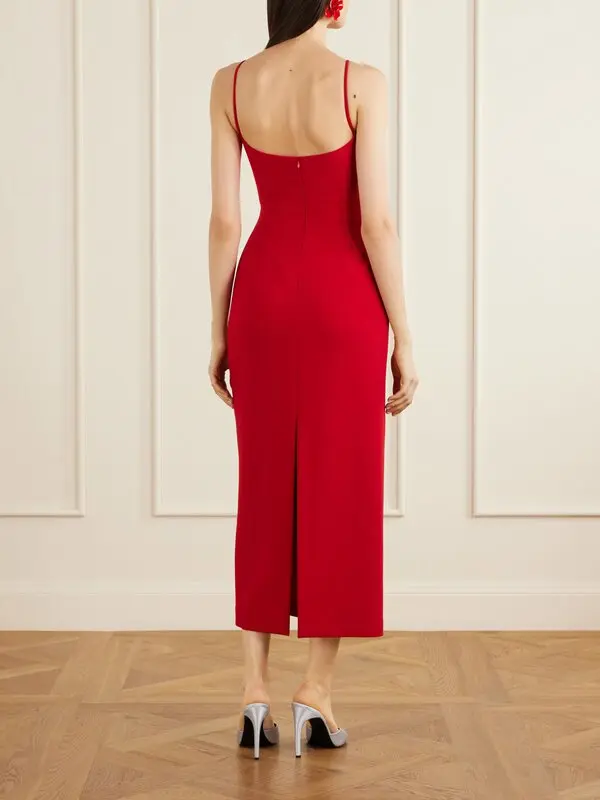 Magda Butrym Floral Appliquéd Wool-blend Crepe Midi Dress