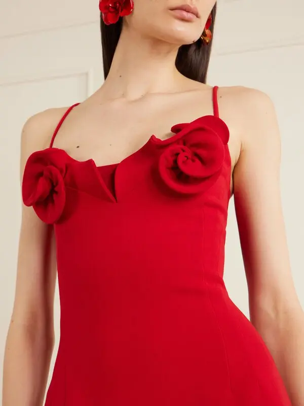 Magda Butrym Floral Appliquéd Wool-blend Crepe Midi Dress