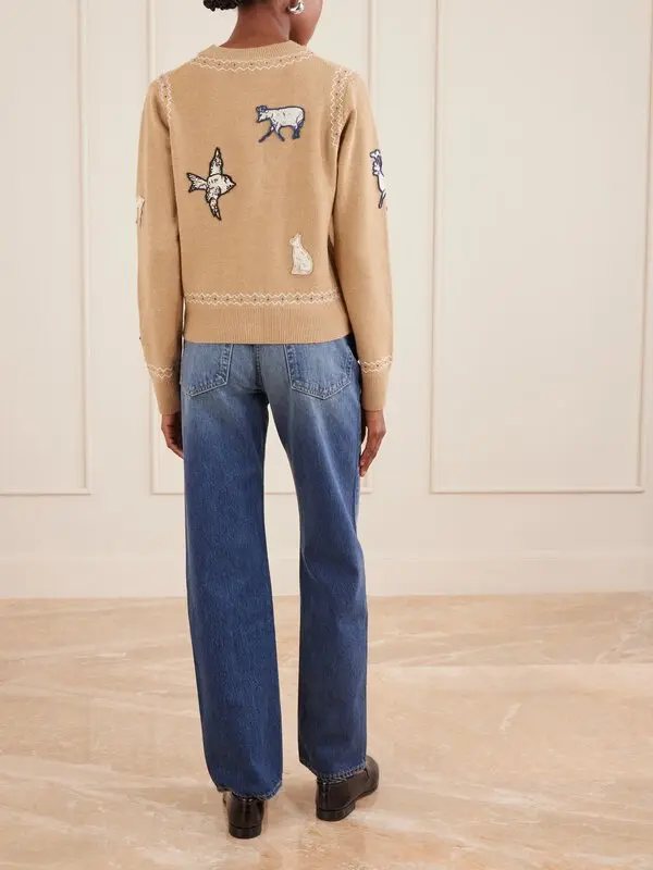 Sea Winslow Appliquéd Wool Cardigan