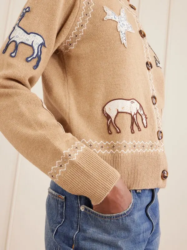 Sea Winslow Appliquéd Wool Cardigan