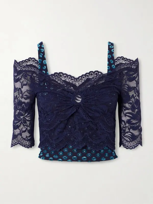 Rabanne Devoré Lace Blouse - Blue