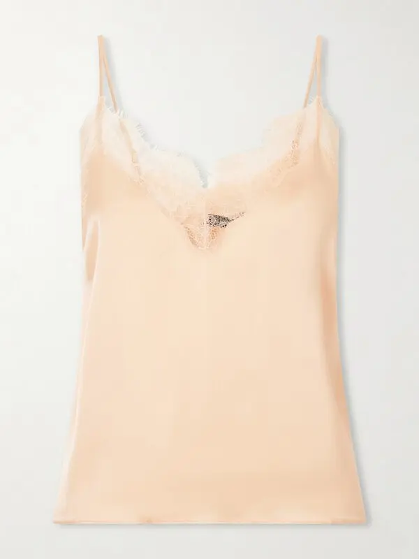 ANINE BING Mael Lace-trimmed Silk-blend Blouse - Pink