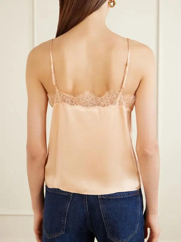 ANINE BING Mael Lace-trimmed Silk-blend Blouse - Pink