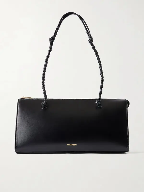 JIL SANDER Tangle Tent Leather Shoulder Bag - Black