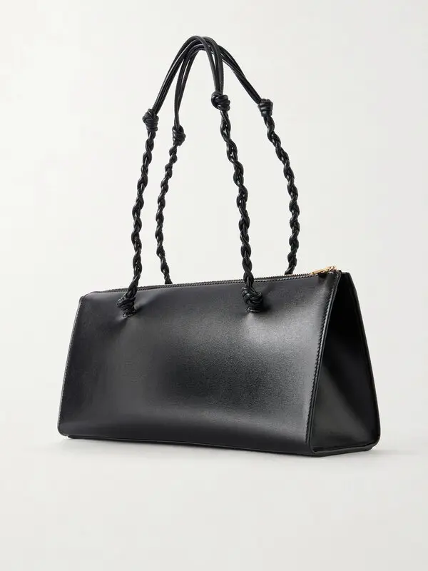 JIL SANDER Tangle Tent Leather Shoulder Bag - Black