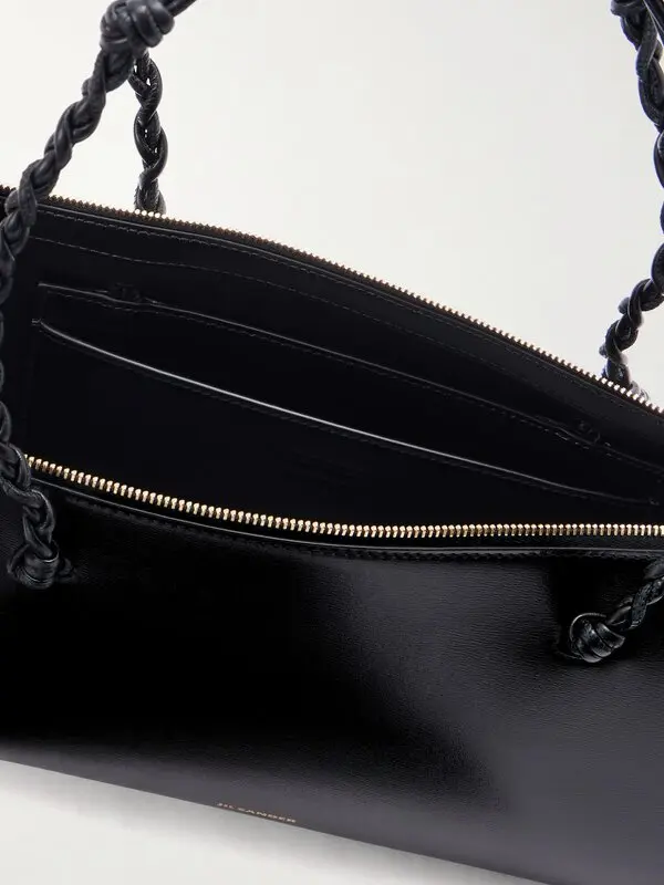 JIL SANDER Tangle Tent Leather Shoulder Bag - Black