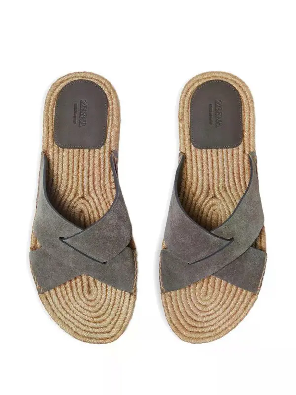 Zegna Suede Espadrille Sandals - Grey
