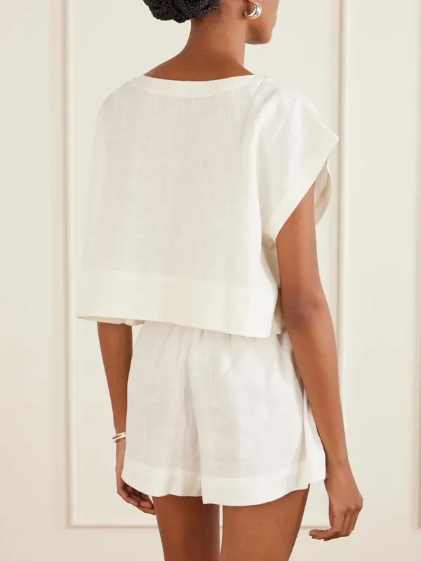 Suzie Kondi Cropped Linen Top