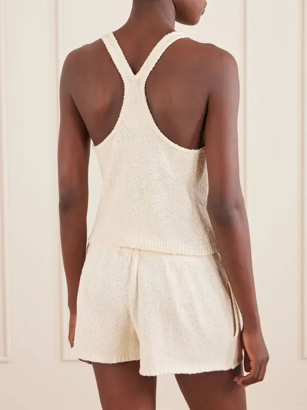Suzie Kondi Tia Cotton-bouclé Racerback Tank Top - Neutrals