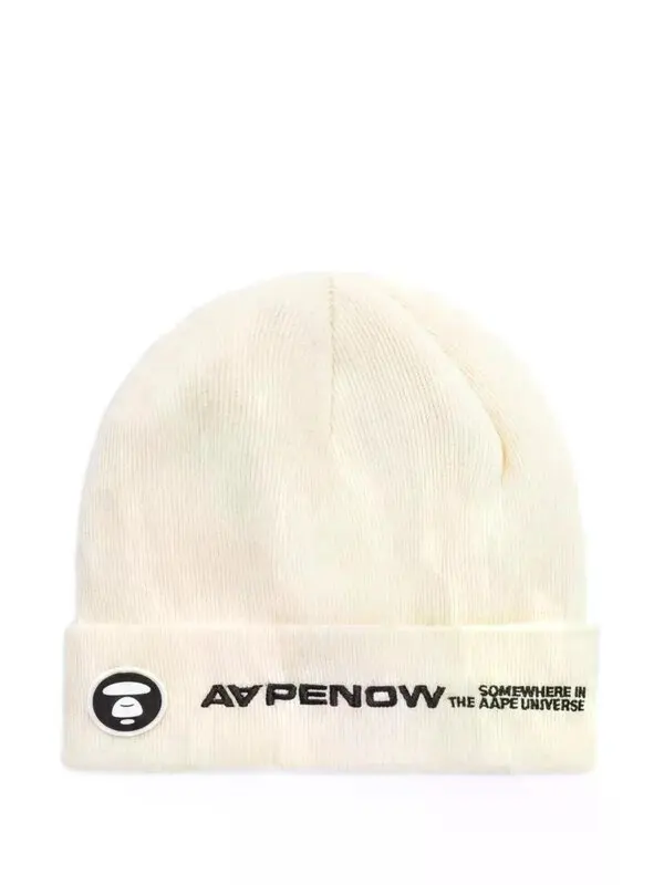 AAPE BY *A BATHING APE Logo Embroidered Beanie - Neutrals