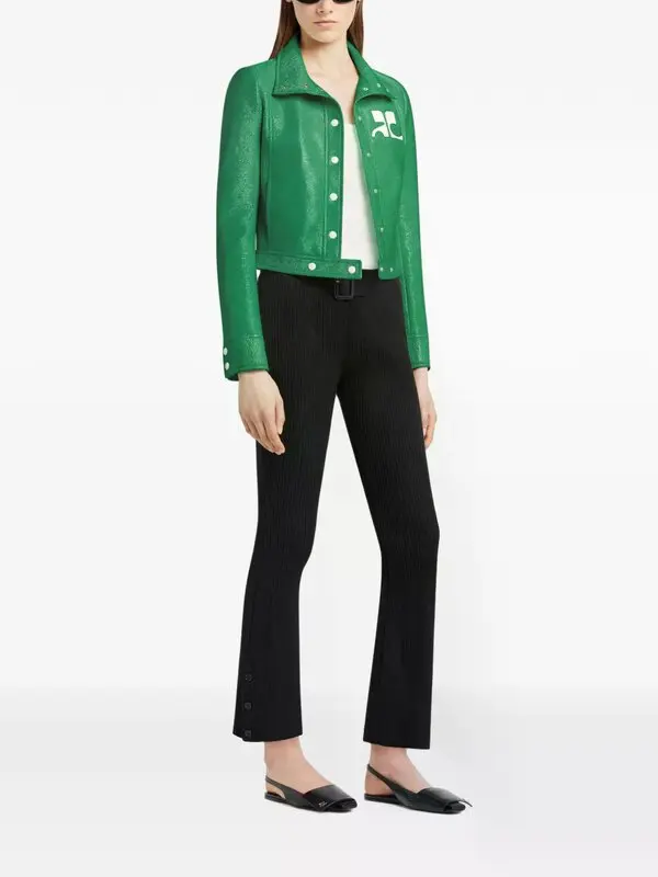 COURREGES Vinyl-effect Cropped Jacket - Green