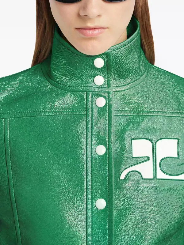 COURREGES Vinyl-effect Cropped Jacket - Green