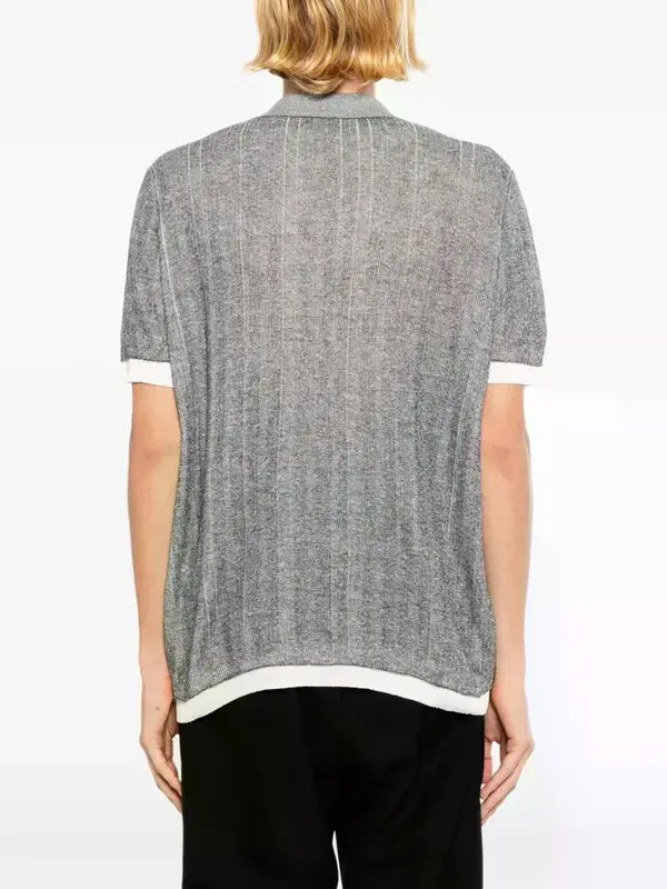 Brioni Ribbed-knit Contrast-trim Polo Shirt