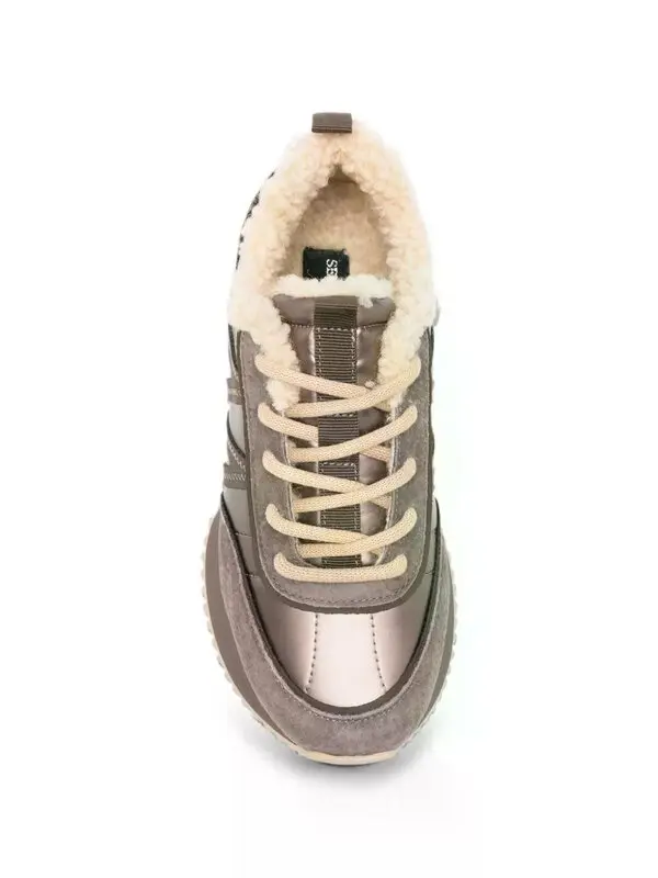 SERGIO MORETTI FIRENZE Shearling-trim Panelled Sneakers