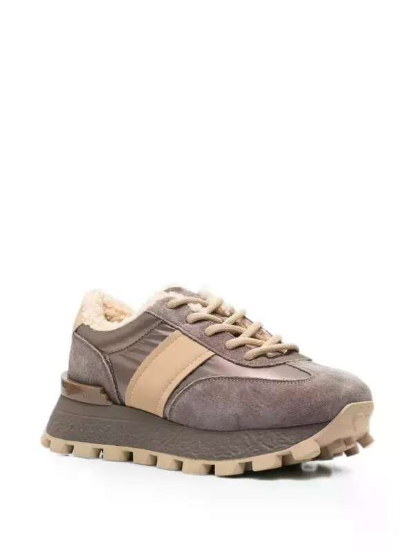 SERGIO MORETTI FIRENZE Shearling-lined Panelled Sneakers - Brown