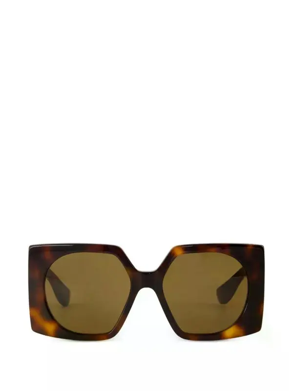 Valentino Garavani Vlogo Plaque Rectangle-frame Sunglasses - Brown