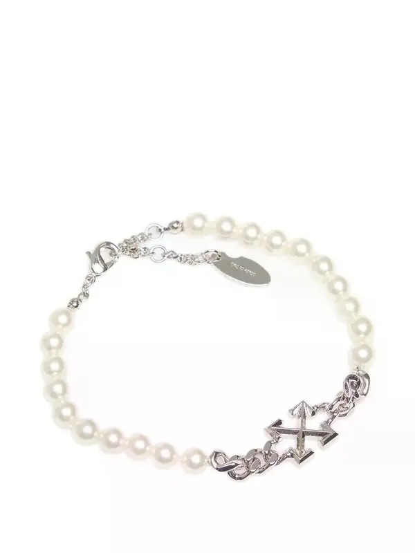 Off-White Arrows Pearl-embellished Bracelet - Silver