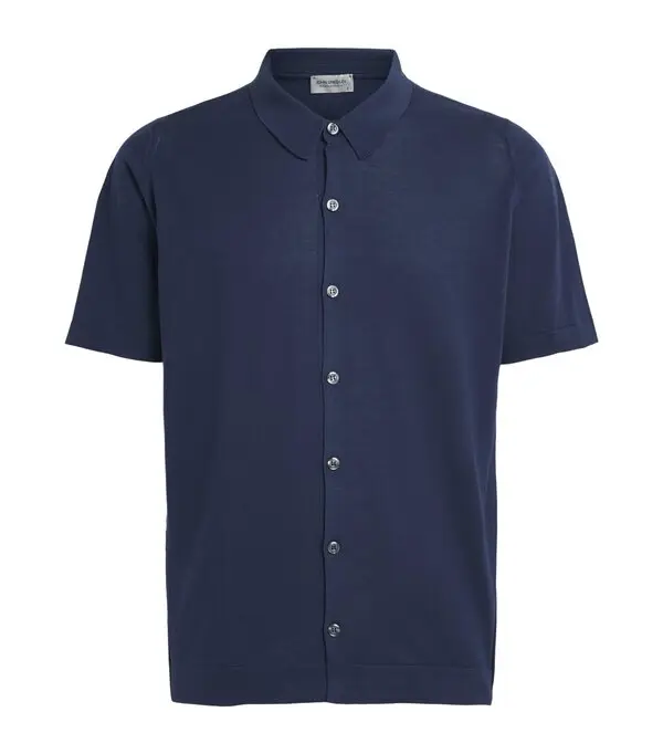 John Smedley Merino Wool Polo Shirt - Navy