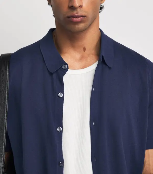 John Smedley Merino Wool Polo Shirt - Navy
