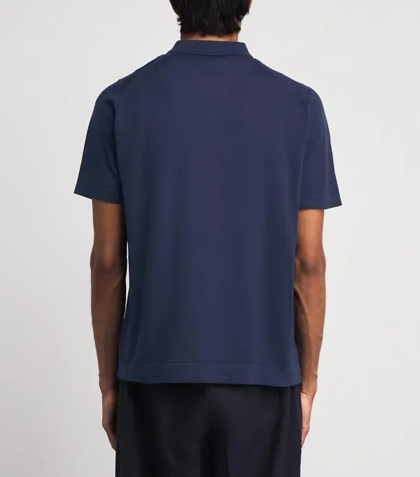 John Smedley Merino Wool Polo Shirt - Navy