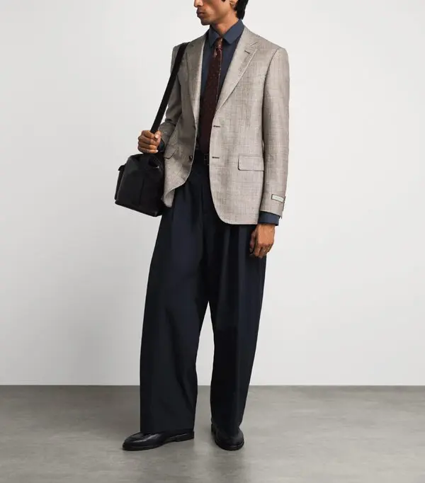 Canali Cotton Herringbone Shirt - Navy