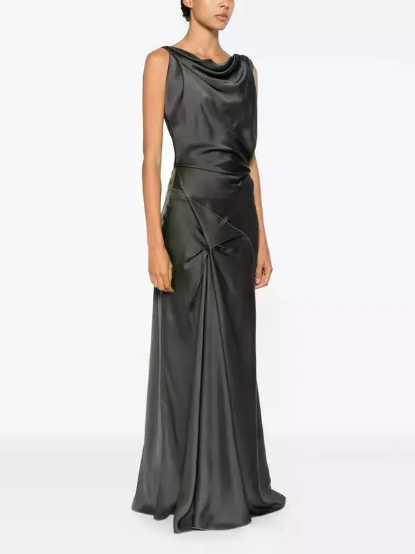 Victoria Beckham Posy Cowl-neck Maxi Dress - Grey