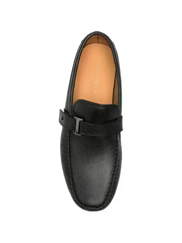 SERGIO MORETTI FIRENZE Pebbled Leather Loafers With Silver-tone Hardware