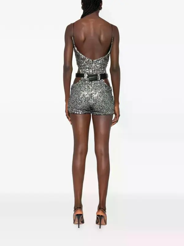 VESTIAIRE D'UN OISEAU LIBRE Sequin Embellished Cut-out Jumpsuit