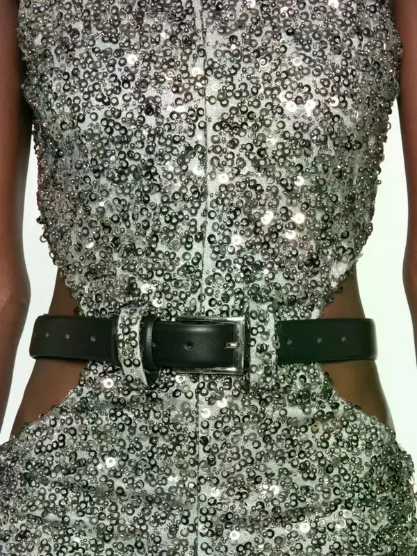 VESTIAIRE D'UN OISEAU LIBRE Sequin Embellished Cut-out Jumpsuit