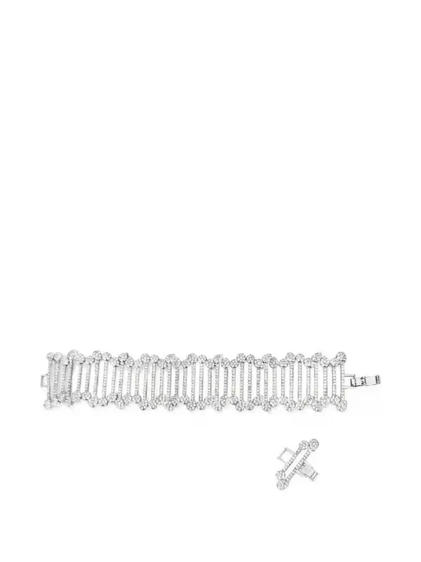 HZMER JEWELLERY Crystal-embellished Bar-link Bracelet - Silver