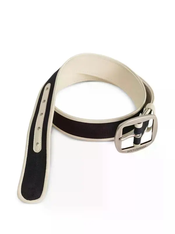 Dolce & Gabbana Canvas And Leather Belt With Dg Logo Buckle