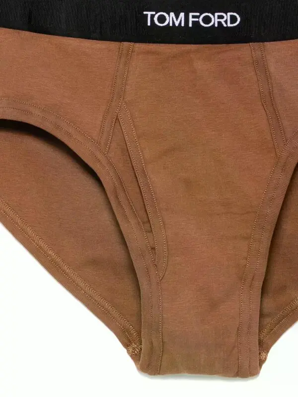 TOM FORD Logo-waistband Briefs - Brown