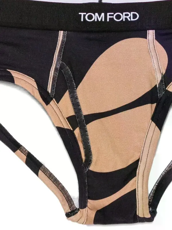 TOM FORD Abstract-print Logo-waistband Briefs - Black