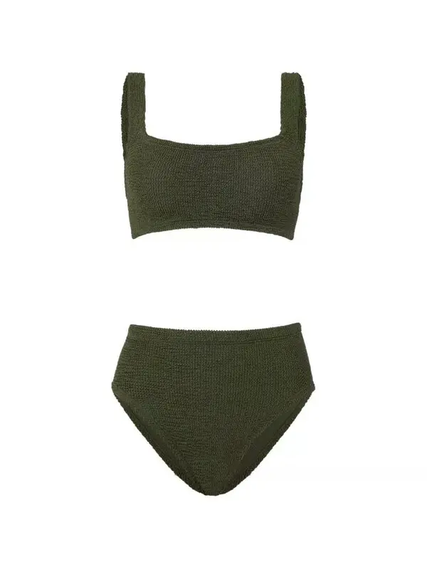 Hunza G Patricia Crinkle-effect Bikini - Green