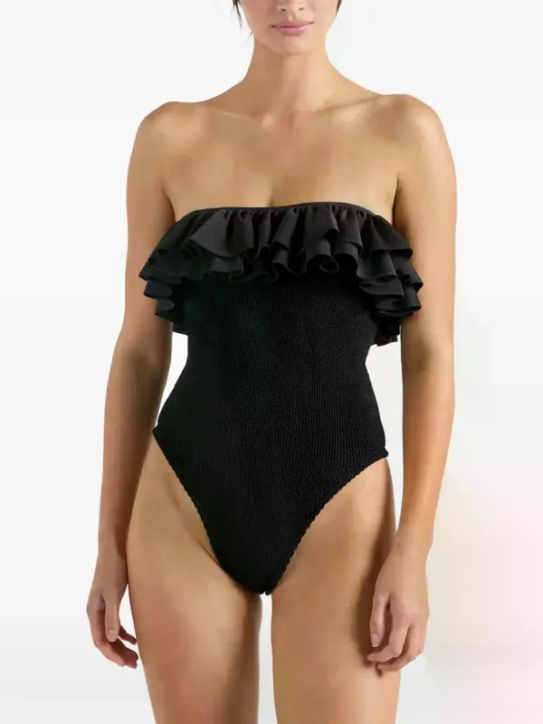 Hunza G Eloise Ruffled Bandeau Swimsuit