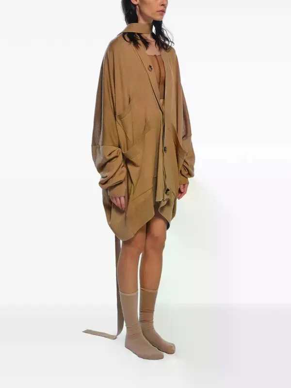ROT Oversized V-neck Cardigan With Detachable Collar