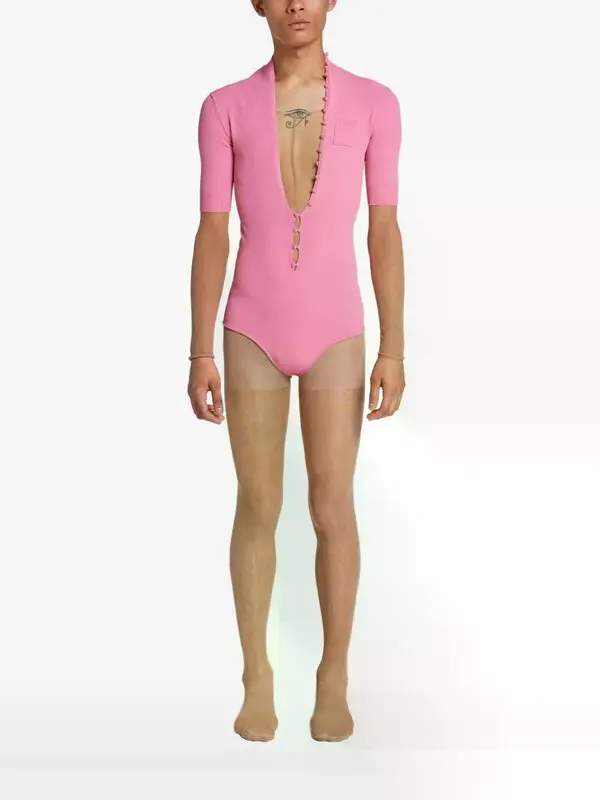 ROT The Vertigo Plunging-neck Bodysuit - Pink