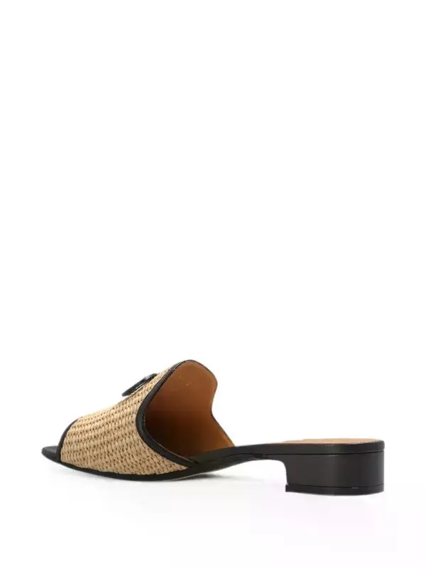 FERRAGAMO Gancini Ornament Raffia Sandals