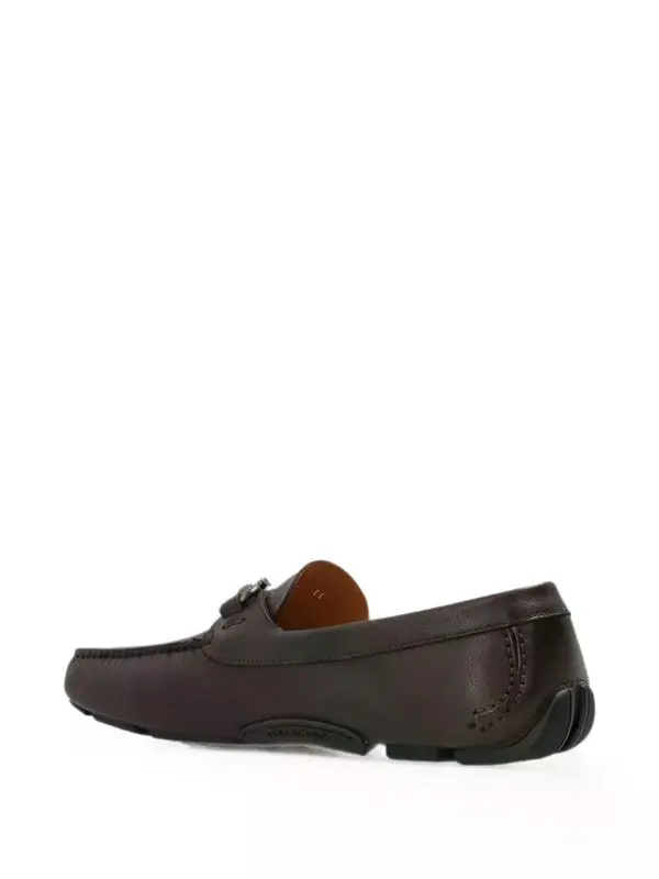 FERRAGAMO Parigi Grained Leather Loafers - Brown