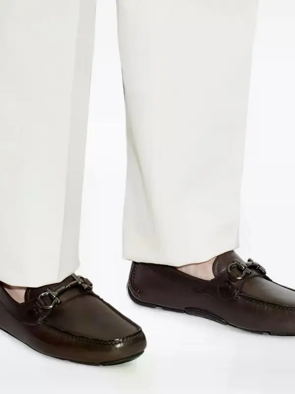 FERRAGAMO Parigi Grained Leather Loafers - Brown
