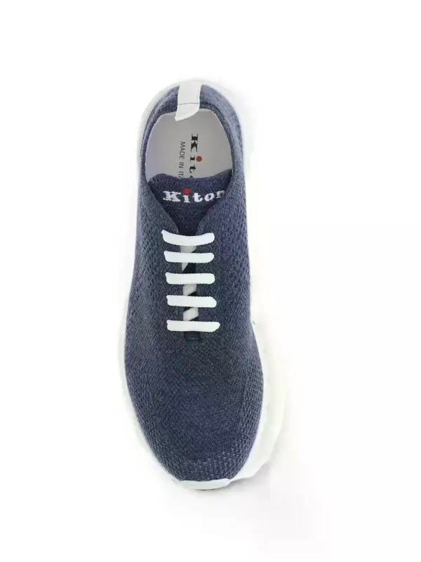 Kiton Lace-up Knitted Sneakers - Blue