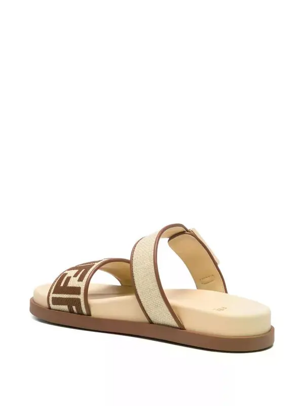 Fendi Ff Logo Buckle Slide Sandals - Neutrals