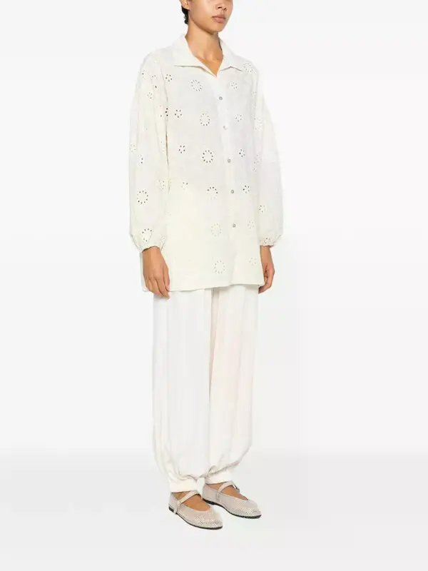 COTAZUR Broderie Anglaise Sequin Embellished Shirt - Neutrals