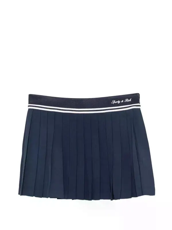 SPORTY & RICH Abigail Pleated Skirt With Logo Embroidery - Blue
