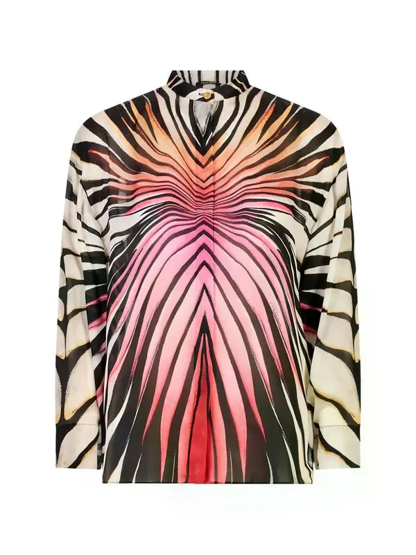Roberto Cavalli Ray Of Paradise" Silk Shirt - Black