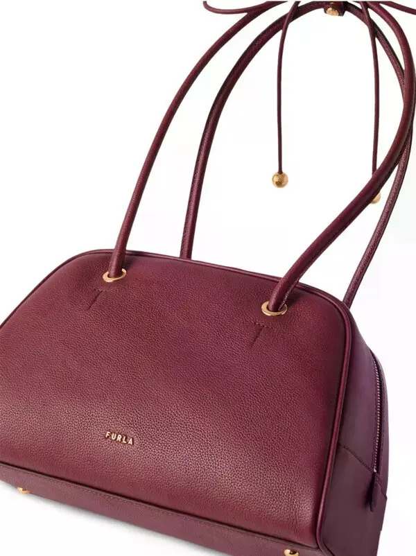 Furla Pebbled Leather Dome Tote Bag - Red